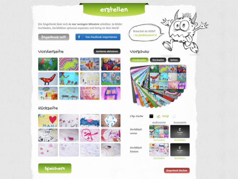 Mit fingerbook Kinderkunstwerke verewigen - ordnungsliebe